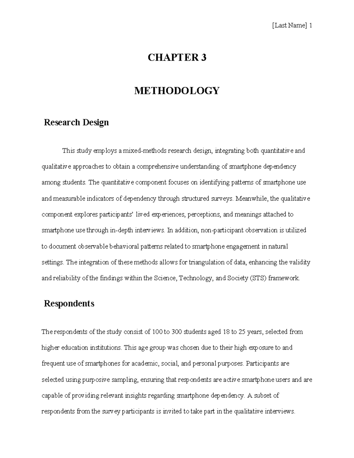 1 STS CHAPTER 3 METHODOLOGY: Research Design & Instruments - Studocu