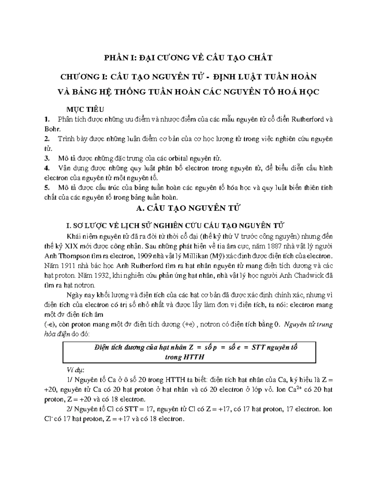 CHƯƠNG 2 HOÁ ĐẠI CƯƠNG - hóa đc - CHƯƠNG II: LIÊN KẾT HÓA HỌC VÀ CẤU TẠO PHÂN TỬ MỤC TIÊU Định ...