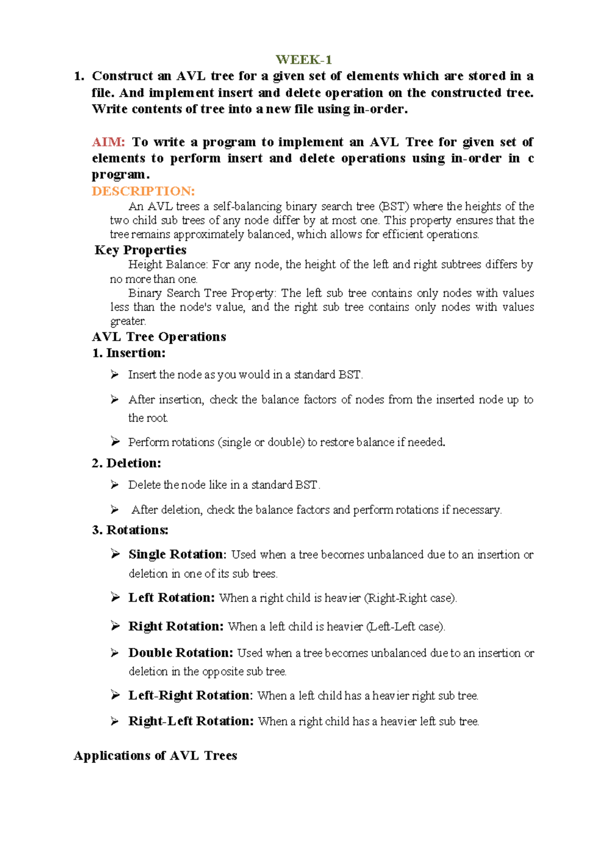 AVL Tree Implementation in C: Insert/Delete Operations and File Output - Studocu