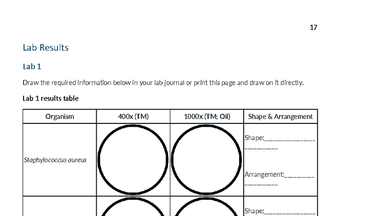 Lab 1 - Lab Manual - 17 Lab Results Lab 1 Draw the required information ...