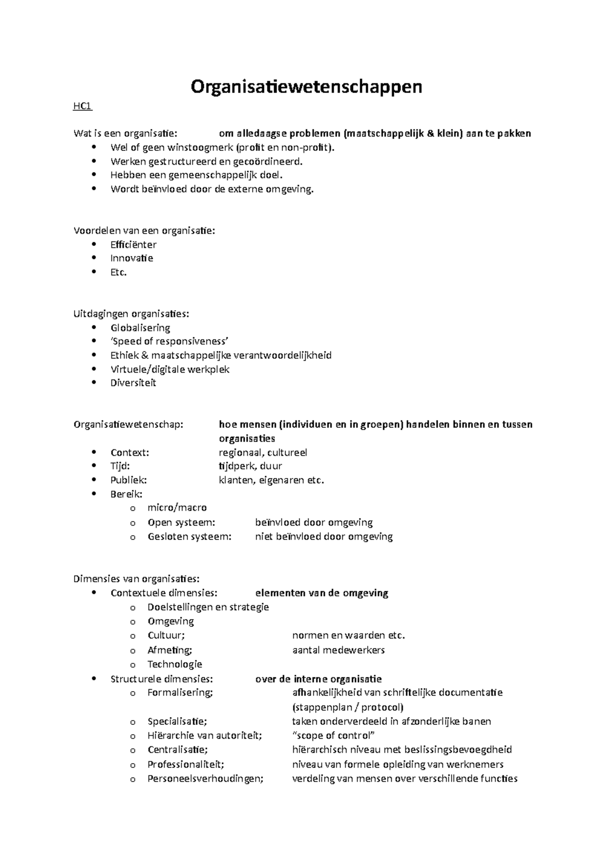 Organisatiewetenschappen HC: Structuur, Ontwerp en Strategie in ...