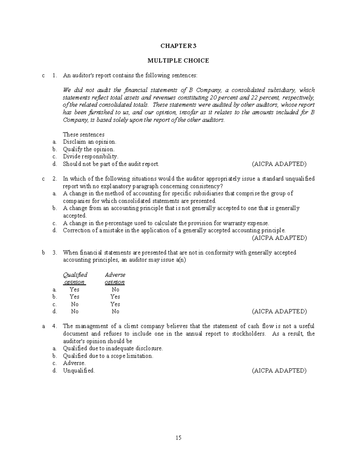 TBCH03 - Chapter 3 Multiple Choice Questions and Answers - Studocu