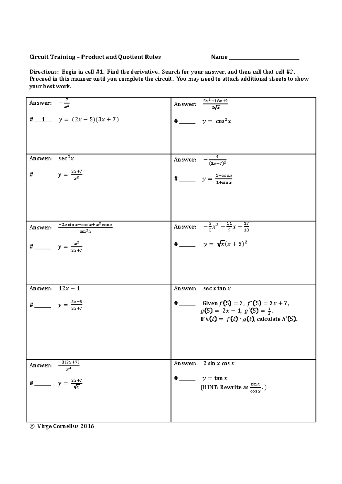 Calculating Derivatives: Product & Quotient Rules - Studocu