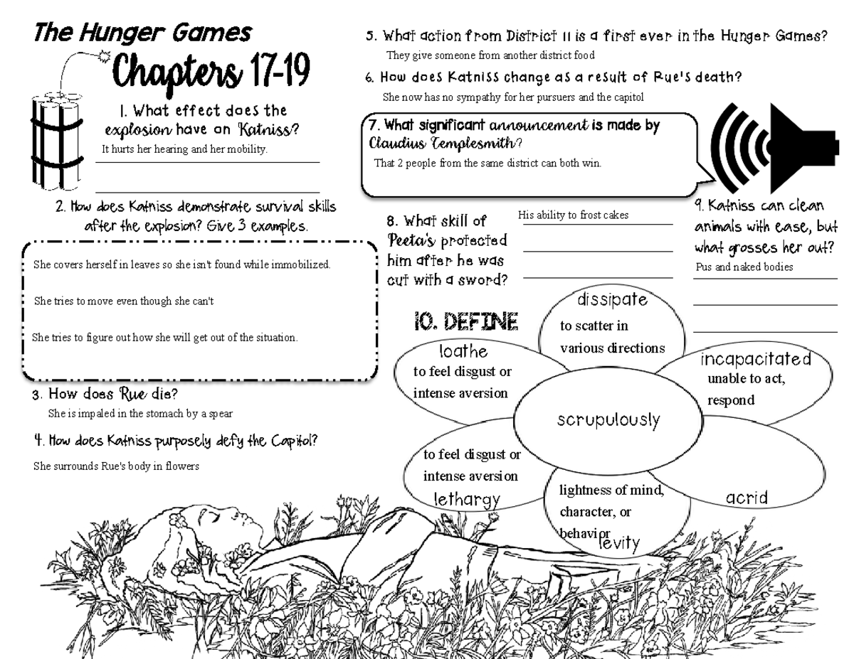 HUN 8 - Hunger Games Reading Guide Questions and Analysis - Studocu