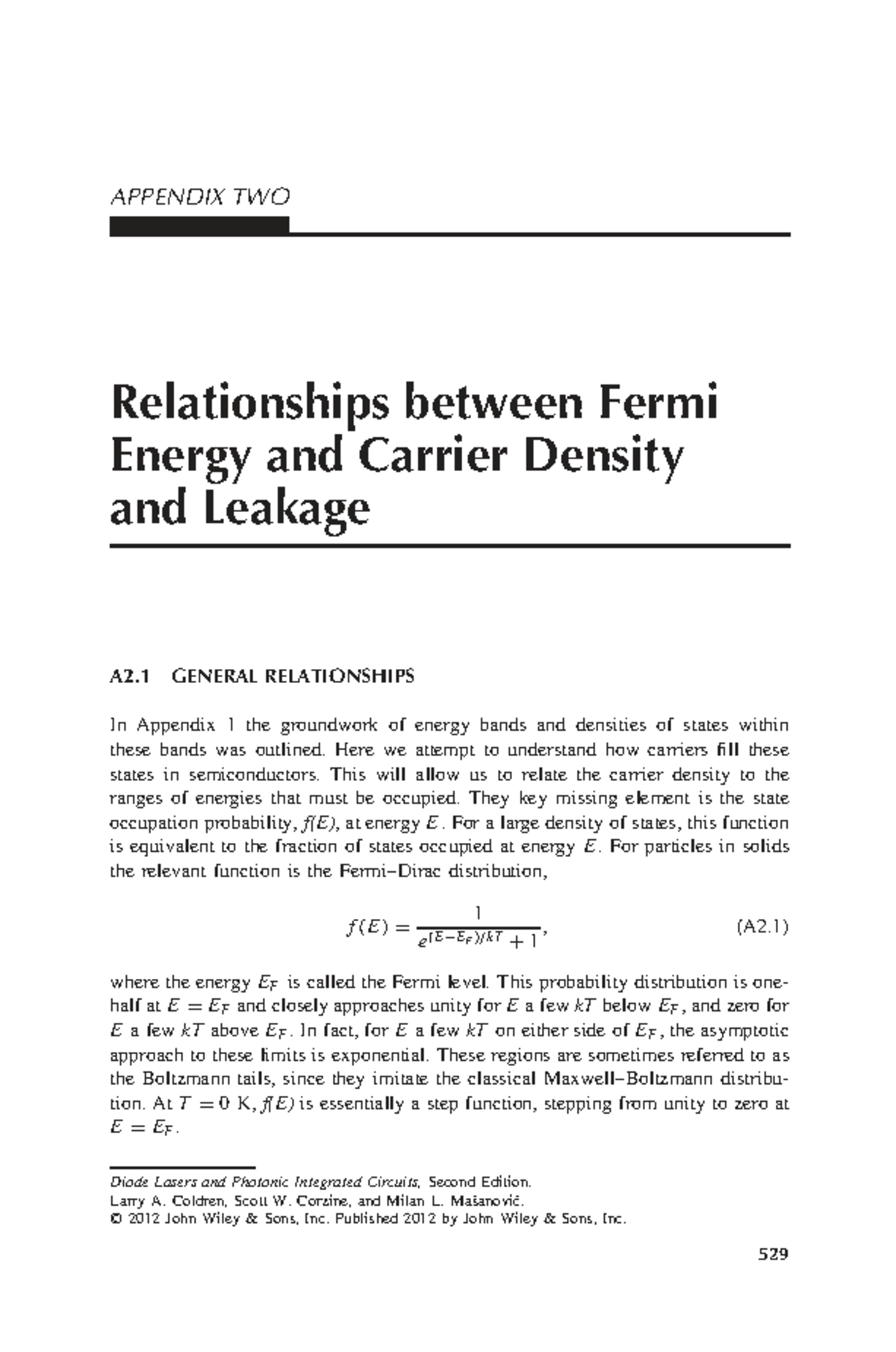 Relationships between Fermi Energy, Carrier Density, and Leakage A2.1 ...