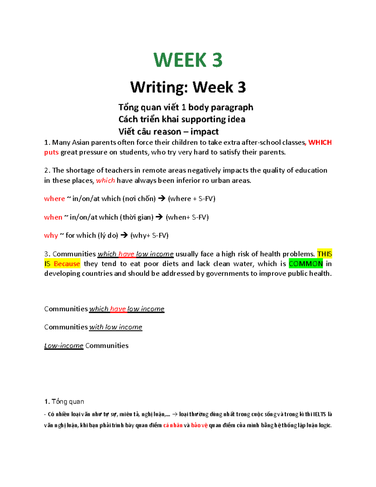 TRUNK Writing - Body Paragraph Development - Week 3 Guide - Studocu