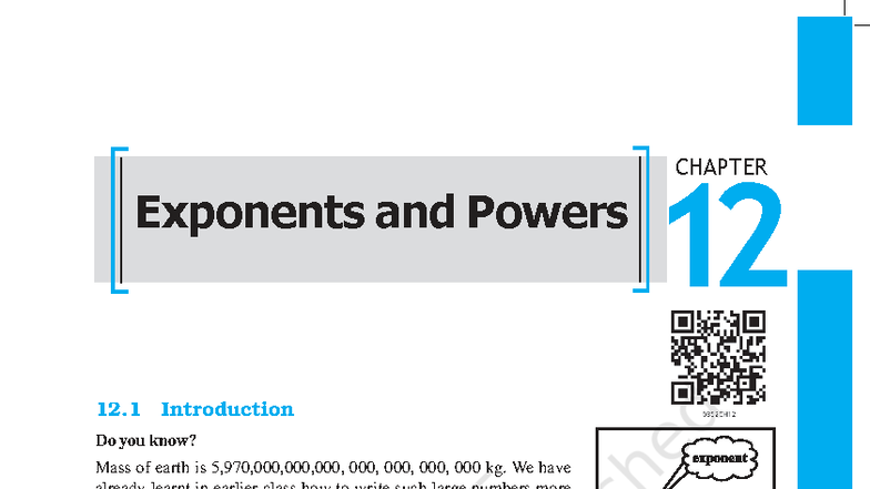 MATHEMATICS 12: Exponents and Powers - Chapter Overview - Studocu