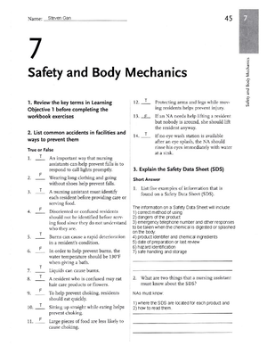 Work Book Exercises Chapter 6 pdf - 6 lnfection Prevention and Control Name: I. Review the key ...