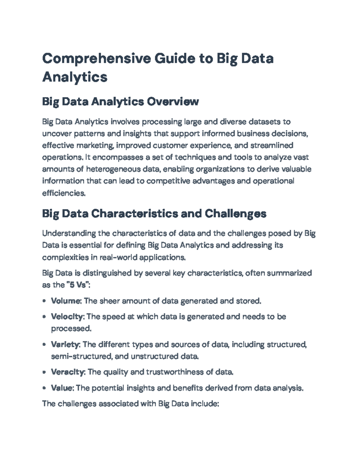 Comprehensive Guide to Big Data Analytics Techniques & Tools (BDAN 101) - Studocu