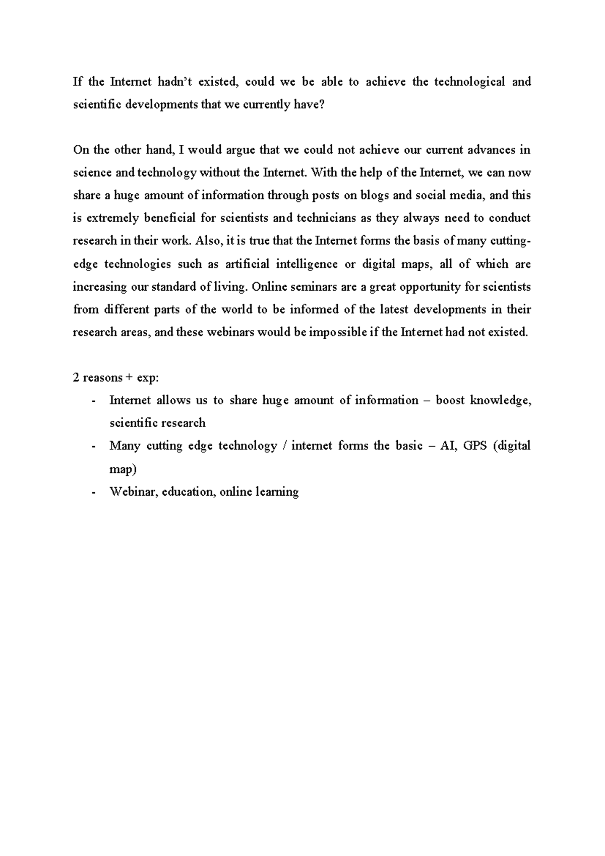 Paragraph-writing-practice - If the Internet hadn’t existed, could we ...