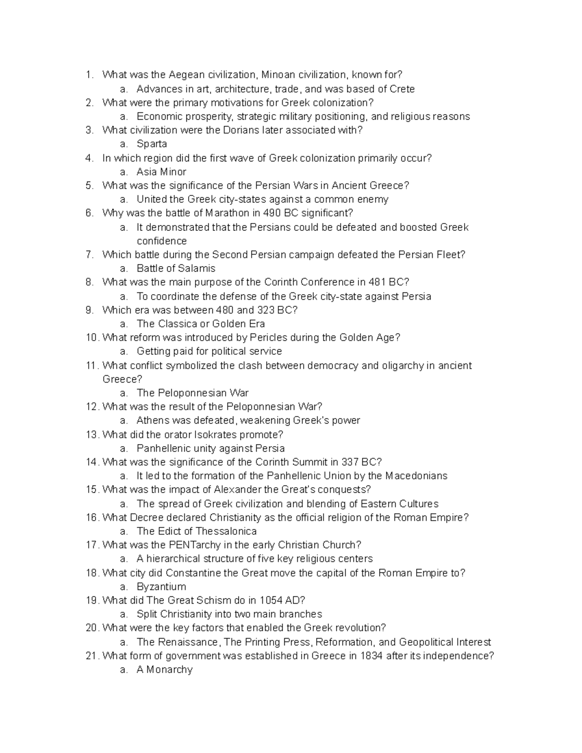 Greek Midterm Study Guide: Key Events & Figures in Ancient Greece - Studocu