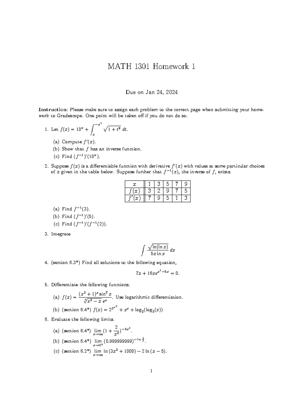 MATH 1301 Sp24 Final Exam Homework 1 Solutions and Guidelines - Studocu