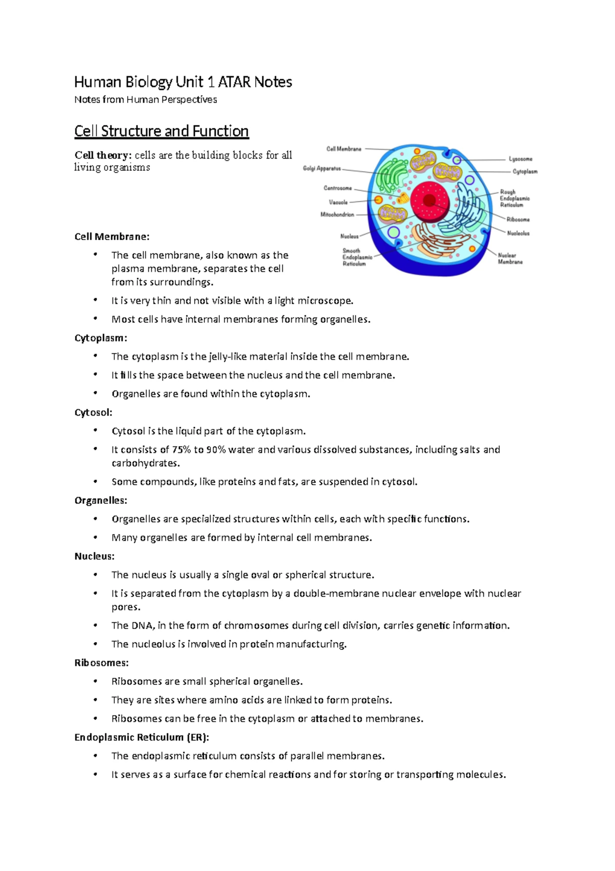Practice Exam for Unit 1: Year 11 ATAR Human Biology - Studocu