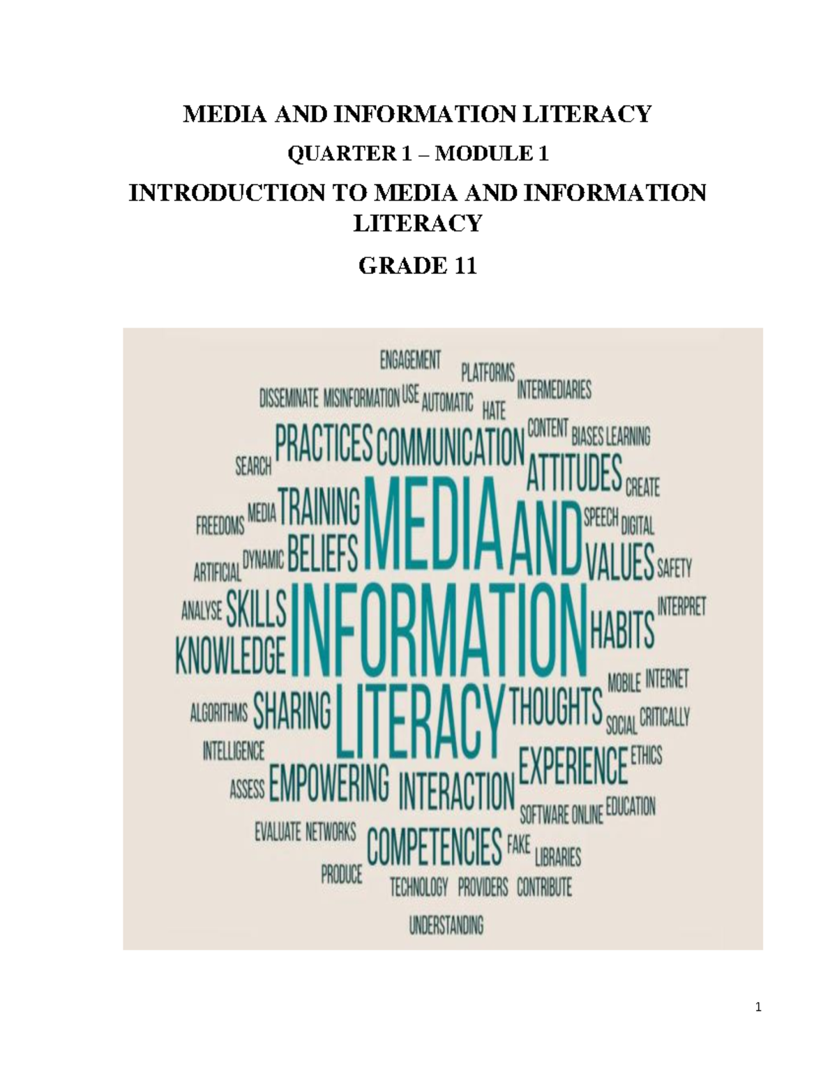 Media-LIT - Grade 11 Lecture Notes on Information Literacy Module - Studocu