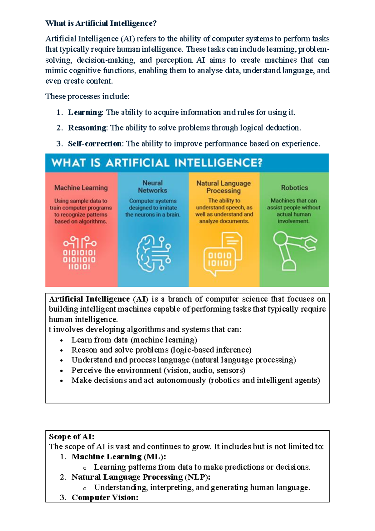 AI Overview: Understanding Key Concepts and Applications (CS101) - Studocu