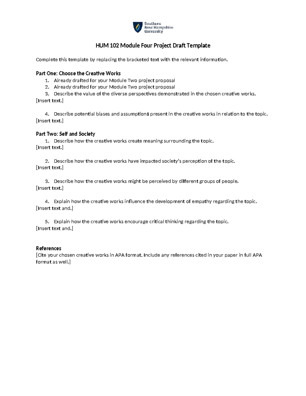 HUM 102 Module Four Project Draft: Analyzing Creative Works and ...