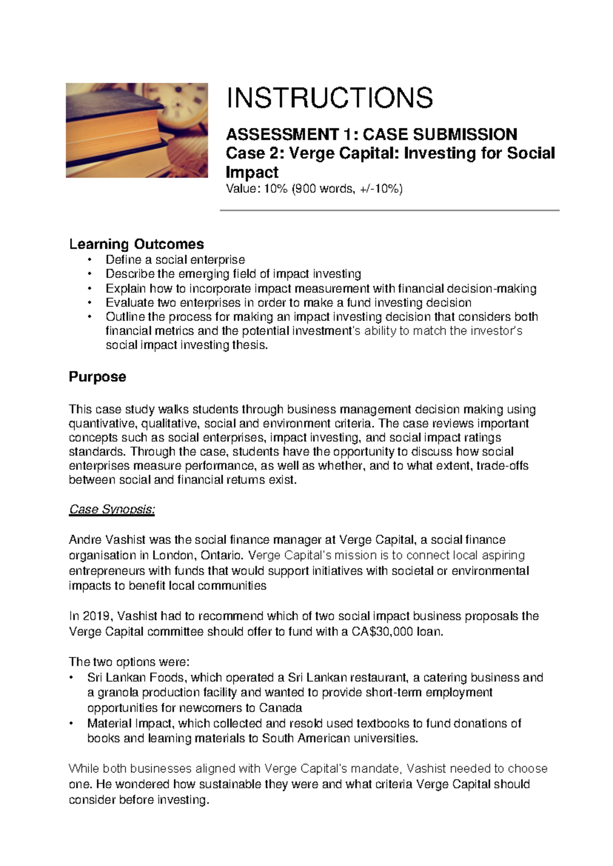 Assessment Details - Case 2 - Verge Capital Case - INSTRUCTIONS ...
