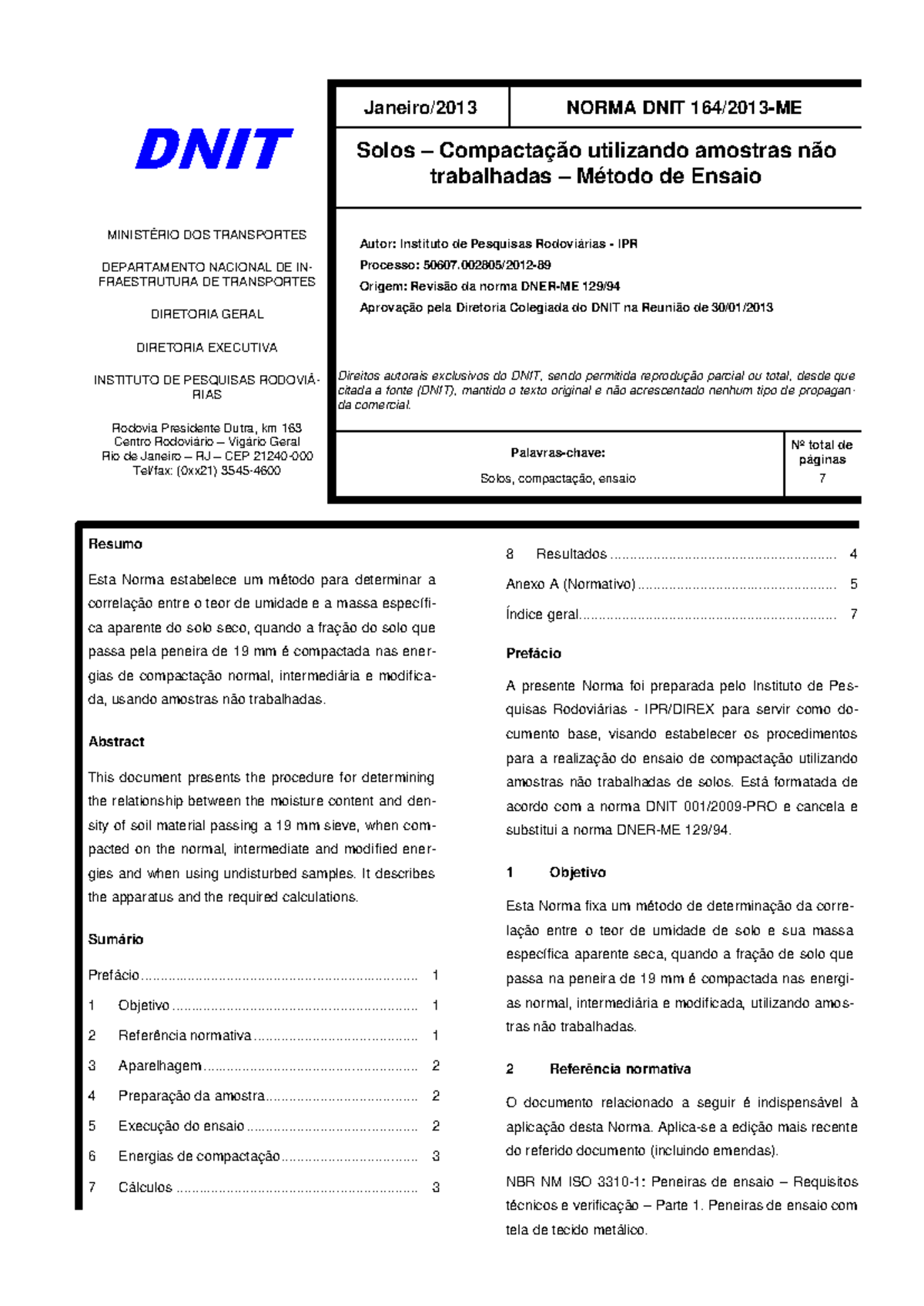 DNIT 164/2013: Método de Compactação Proctor com Amostras Não ...