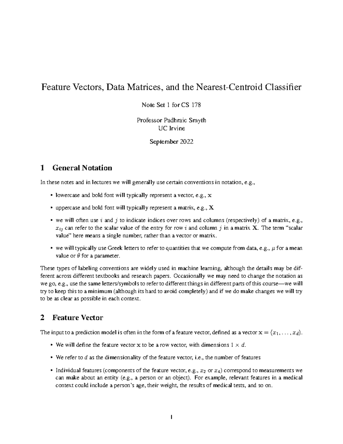 CS 178 Note Set 1: Understanding Nearest-Centroid Classifier - Fall ...