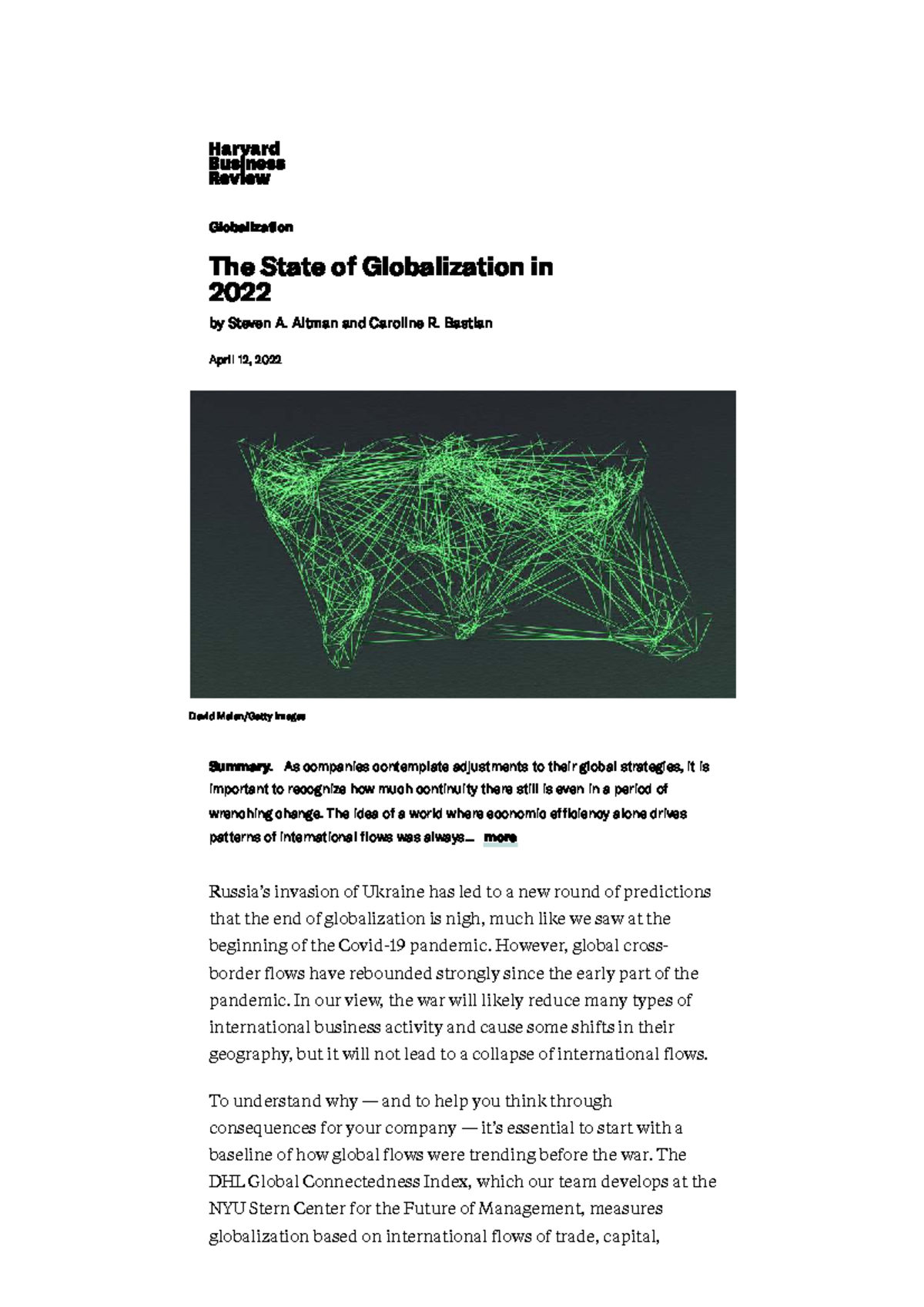 E1. The State of Globalization: Trends and Impacts in 2022 - Studeersnel