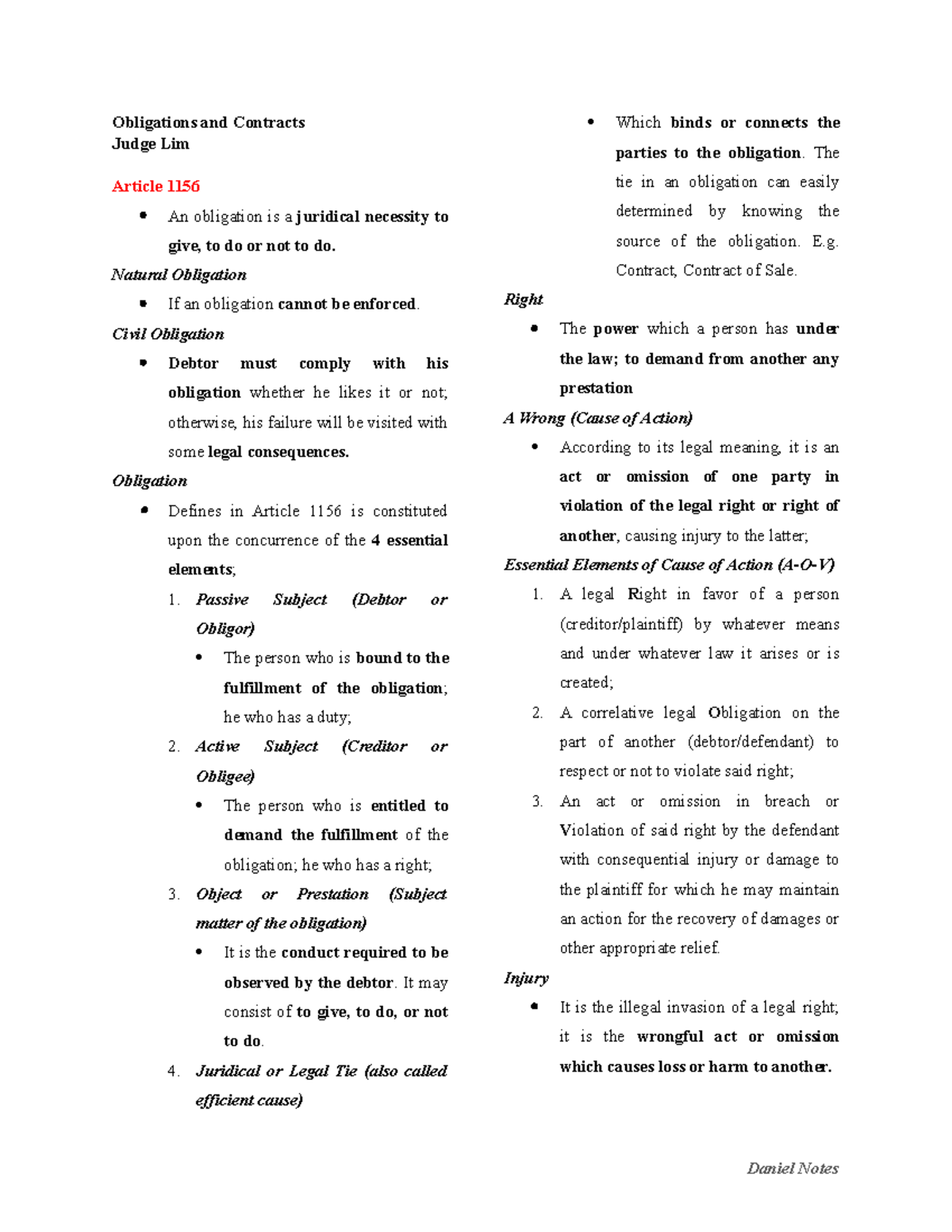 Obligations and Contracts 1156-1173 - Obligations and Contracts Judge ...