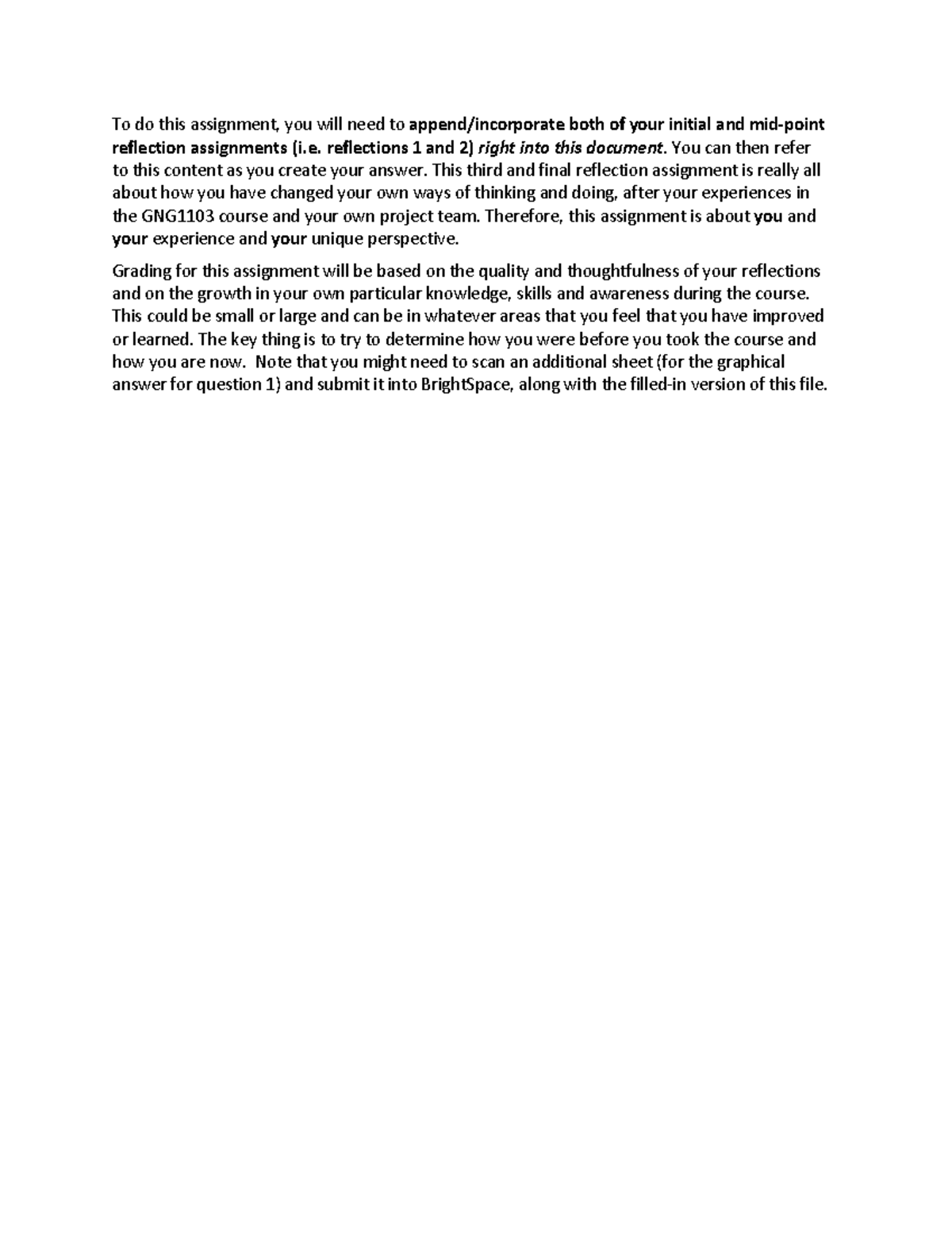 Reflection Assignment 3: Growth in Engineering Design - GNG1103 - Studocu