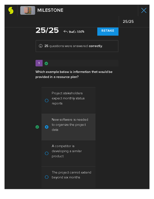 Milestone 1 - Milestone 1 1 Which of the following is included in a ...