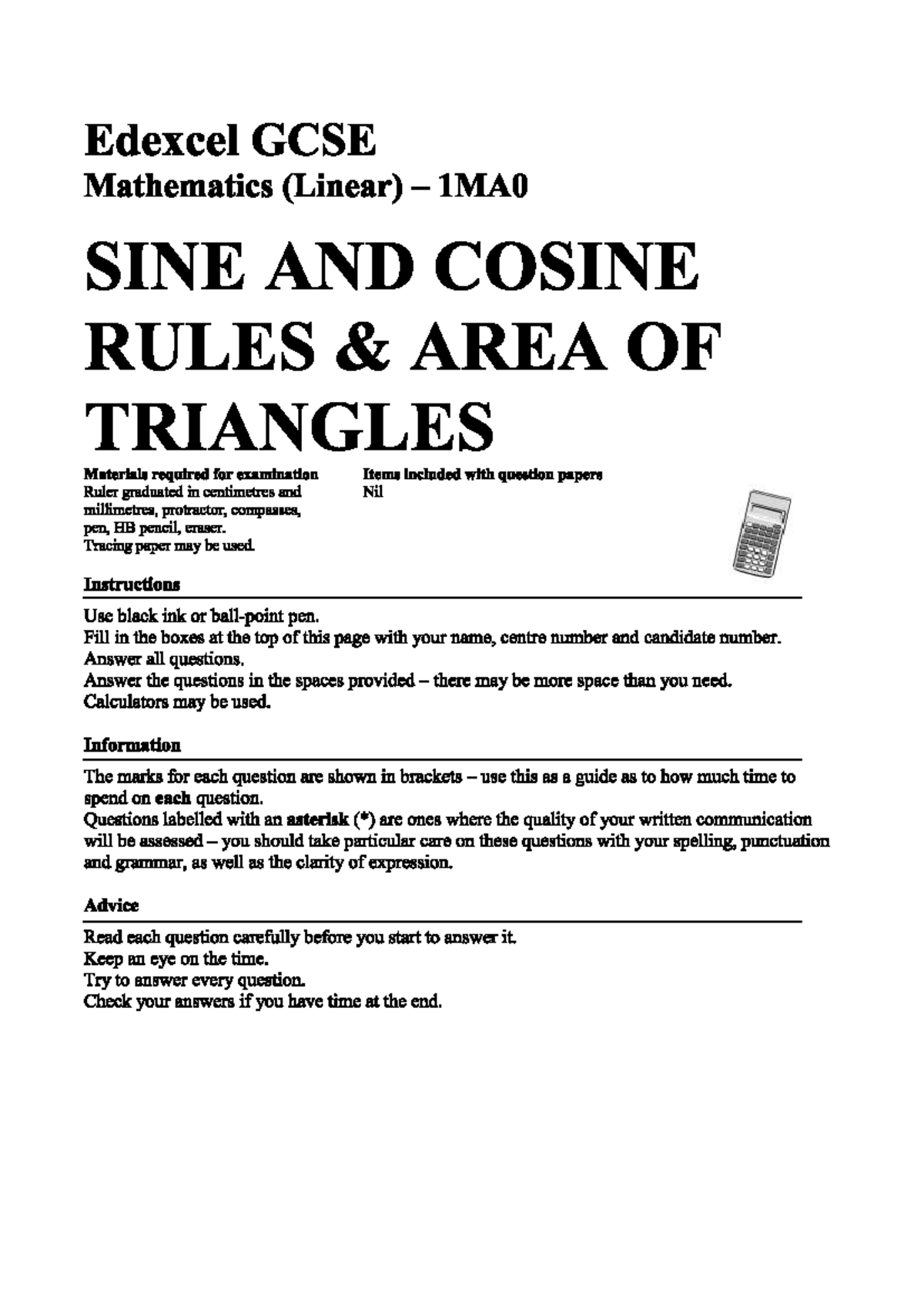 104 Sine-Cosine Area Calculations and Concepts - Studocu