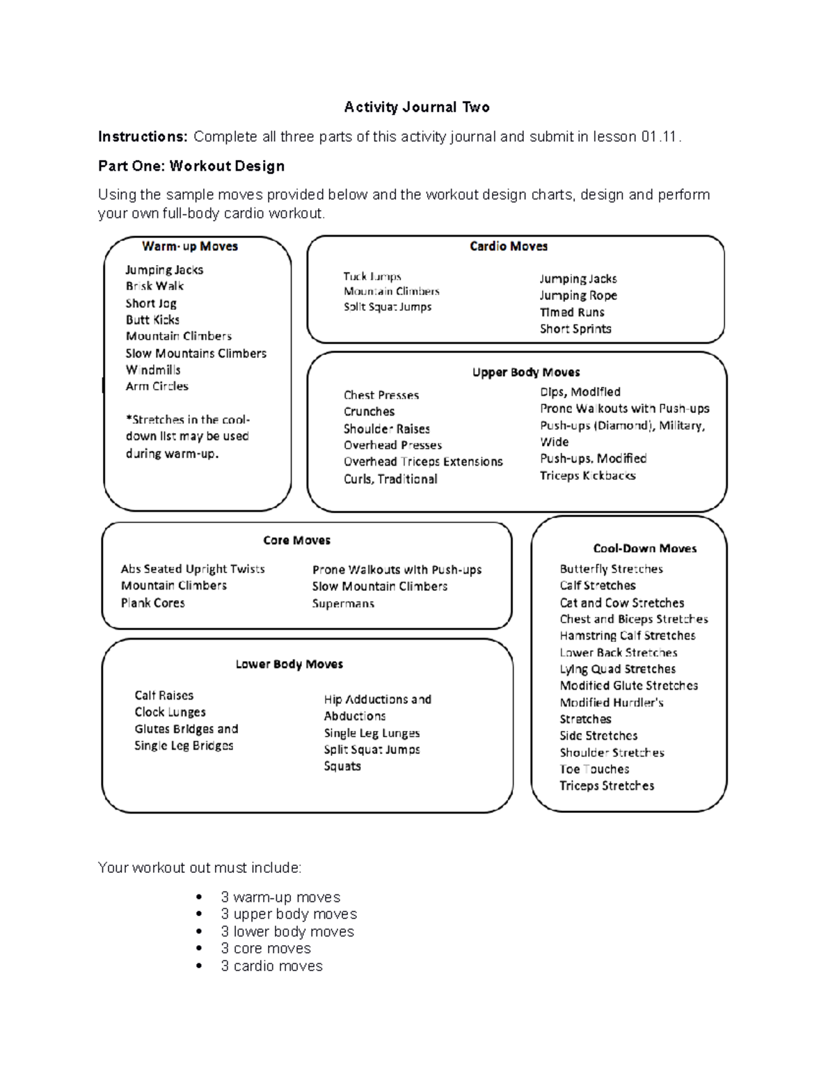 Activity journal 02 - pe work - Activity Journal Two Instructions ...