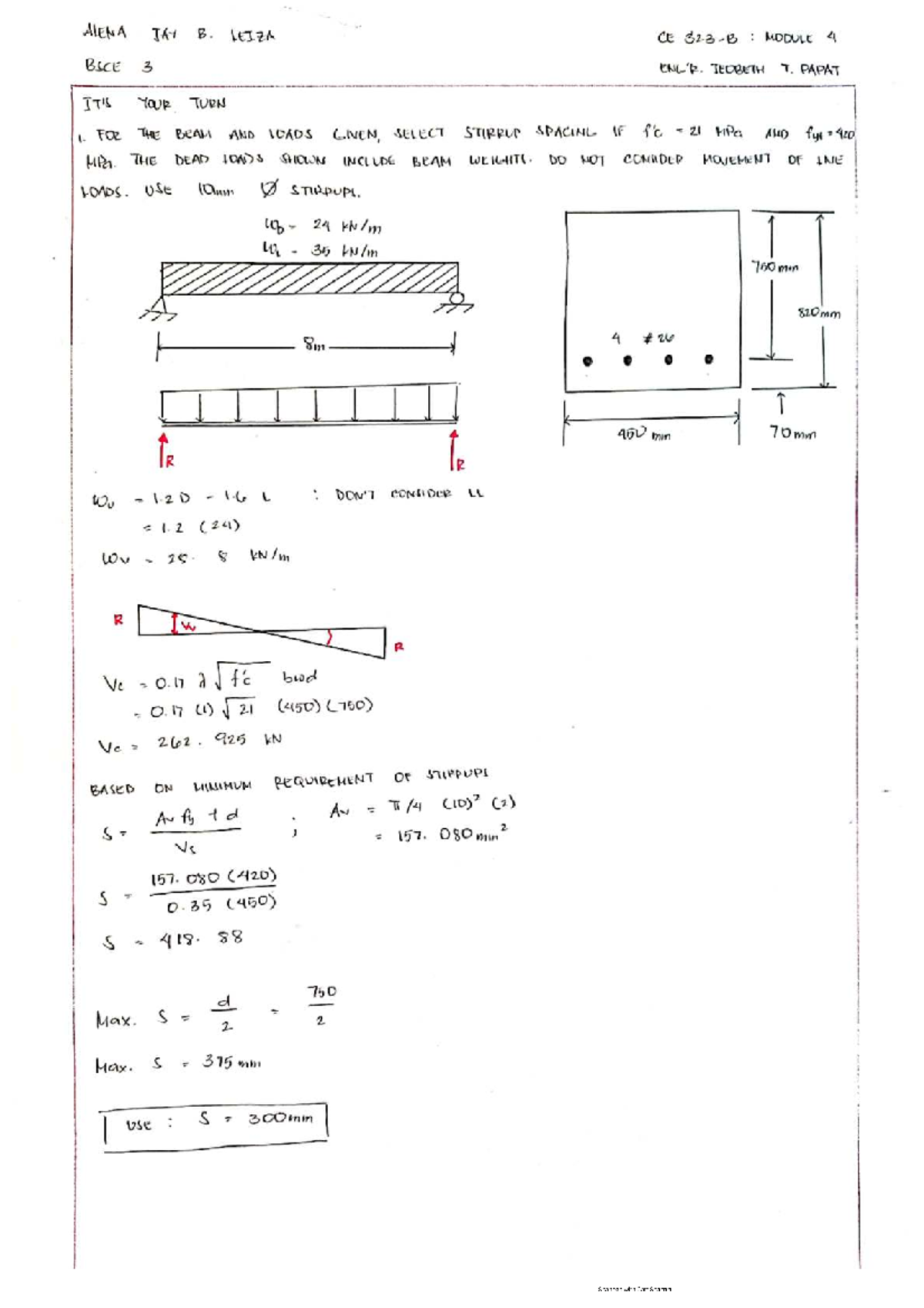 Module 4: Beam Design and Shear Force Analysis for CE Course - Studocu