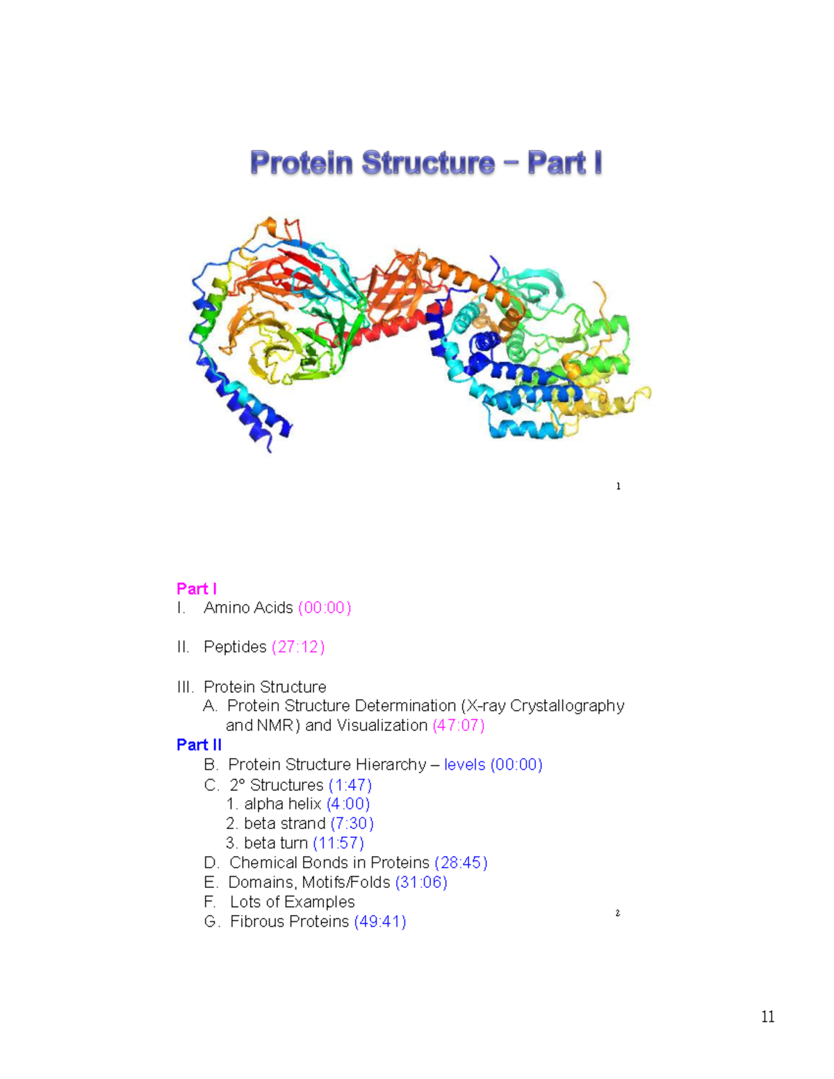 Protein Structure: Levels and Principles of Folding (BIO 101) - Studocu