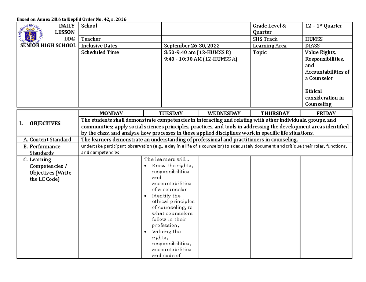 Diass-SEPT 26-30 2022 - Social Science - Based on Annex 2B to DepEd ...