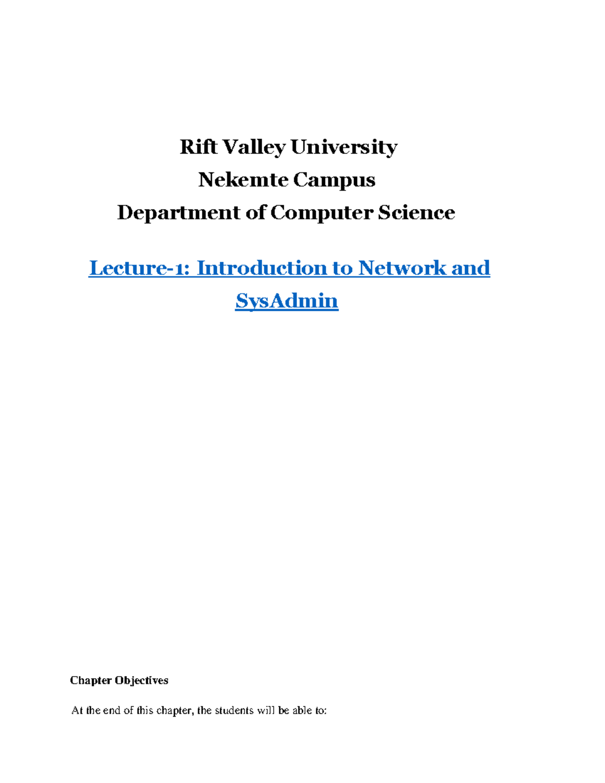 CS 101: Introduction to System and Network Administration - Chapter 1 Objectives - Studocu