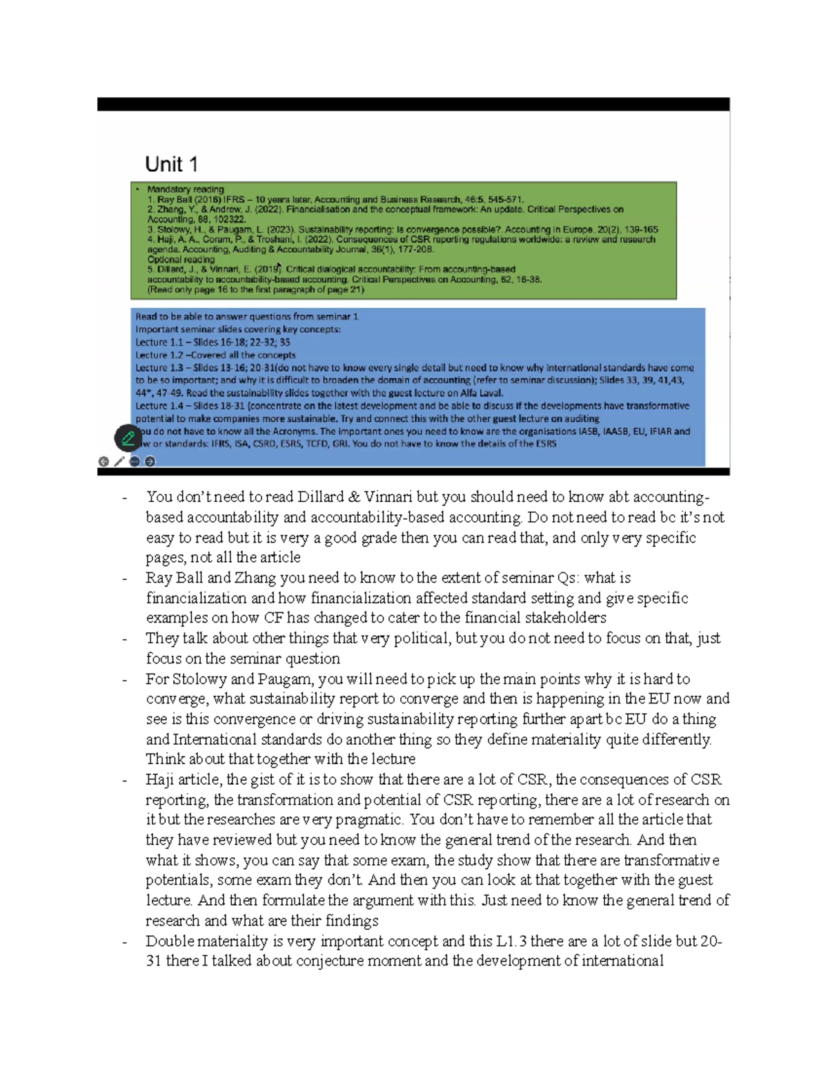 Oral test - Preparation - You don’t need to read Dillard & Vinnari but ...