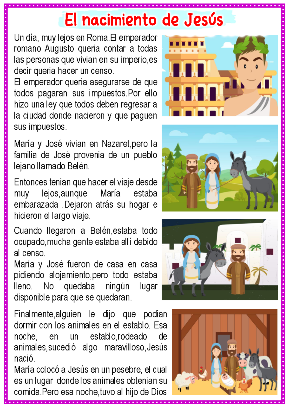 Ficha Religión - EL Nacimiento de Jesús según la Maestra Janet - Studocu