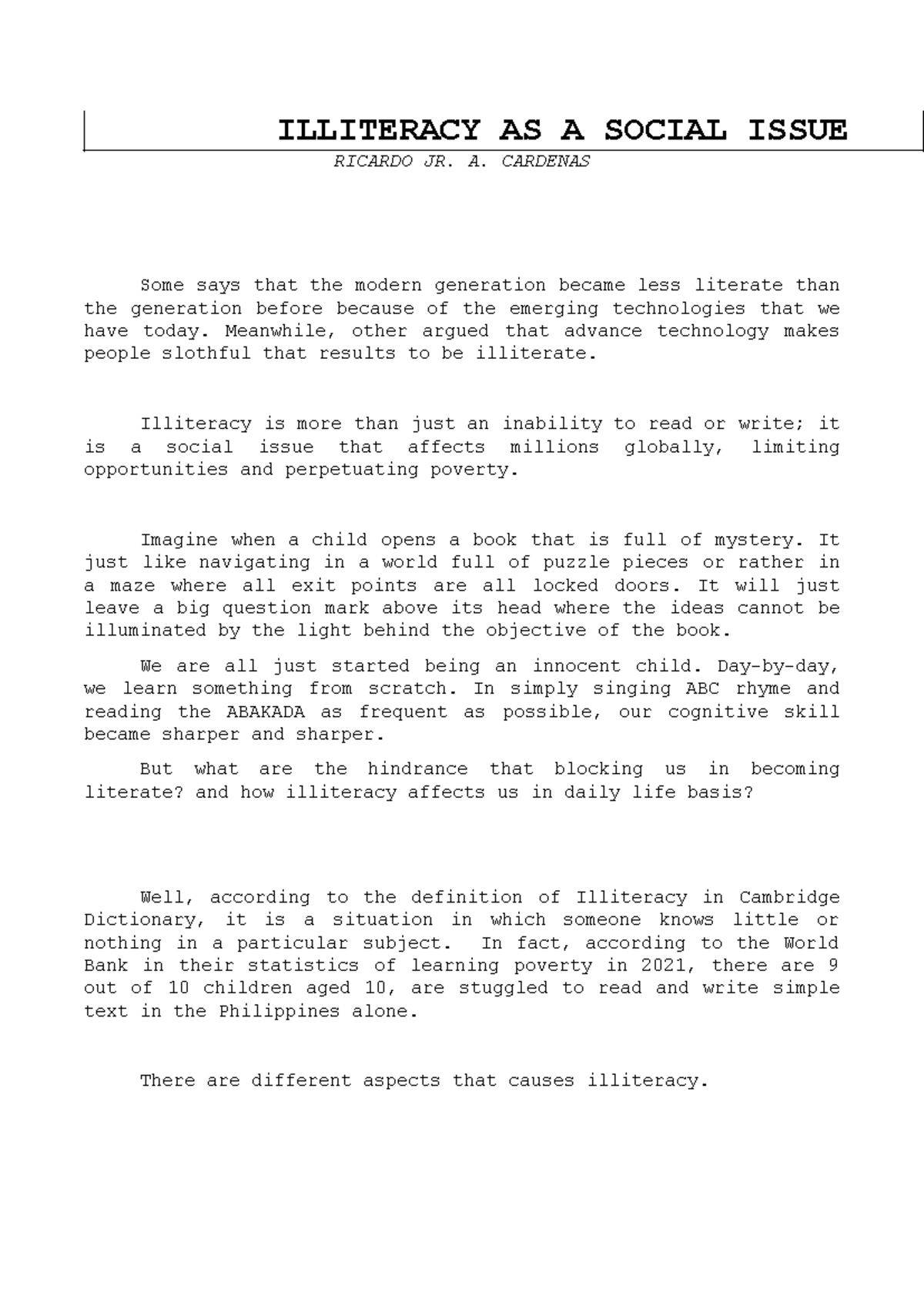 Illiteracy as a Global Social Issue: Causes, Effects, and Solutions ...