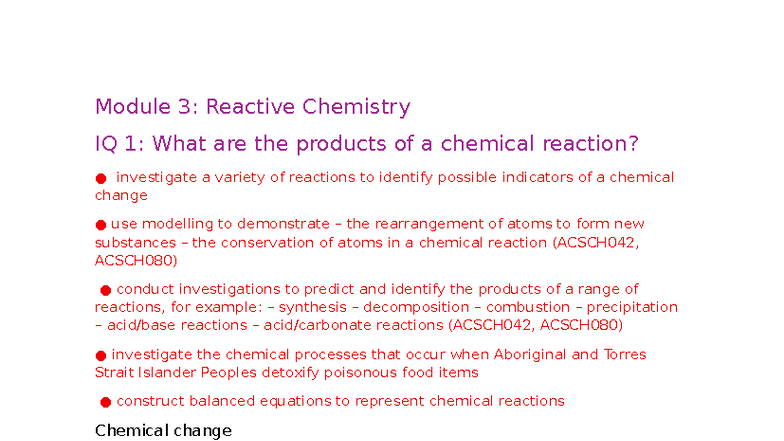 Module 3 Reactive Chemistry - Module 3: Reactive Chemistry IQ 1: What ...