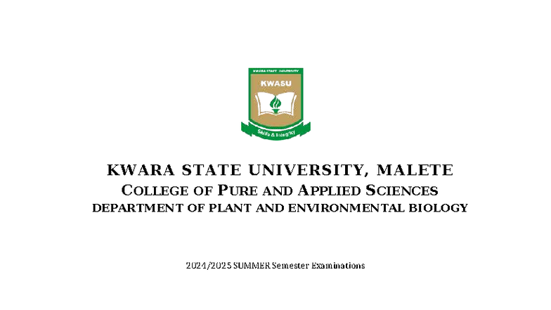 PEB215 Plant Taxonomy Summer Exam Guidelines and Instructions - Studocu