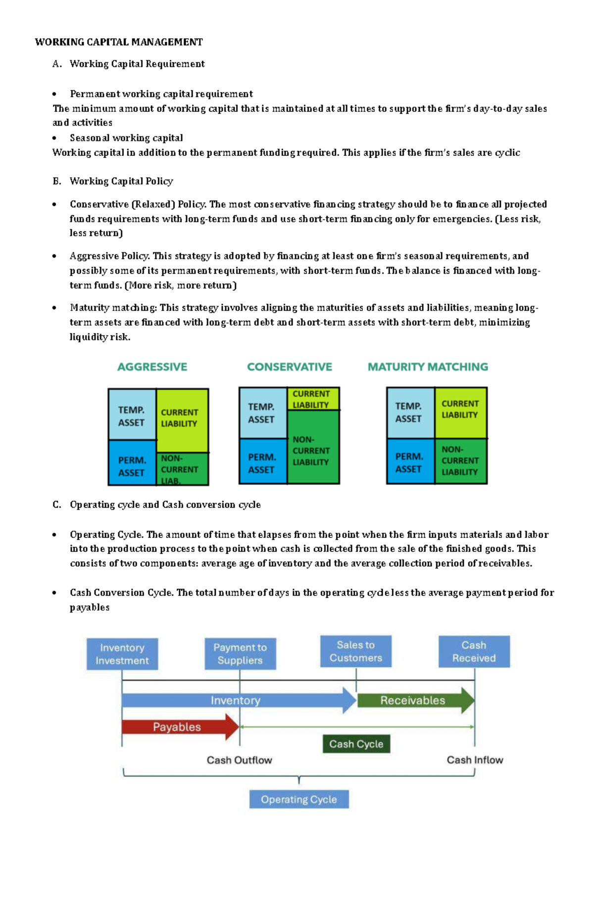 2025 MS Module 10 Ver 1 - Notes - WORKING CAPITAL MANAGEMENT A. Working ...