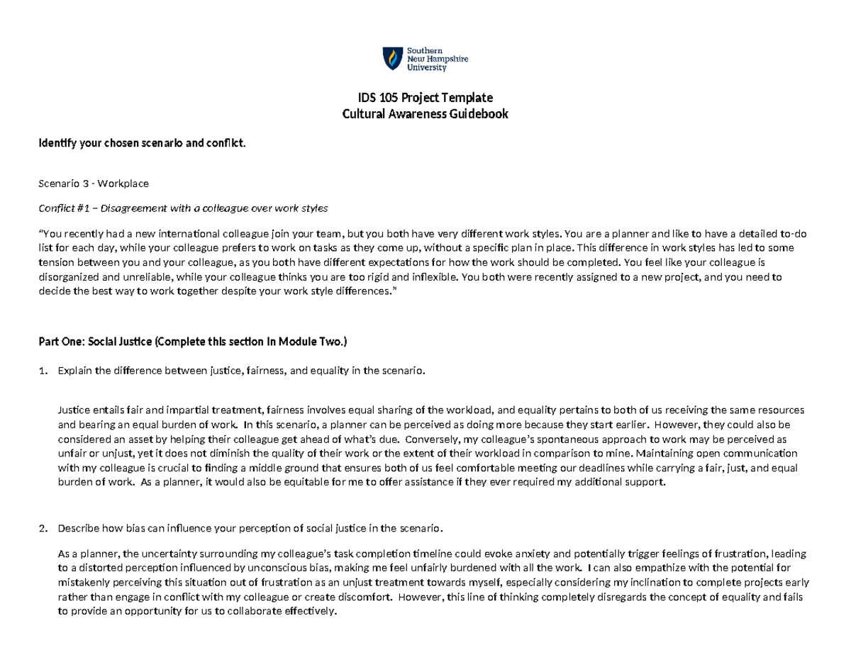 IDS 105 Project Template: Cultural Awareness in Workplace Conflict ...