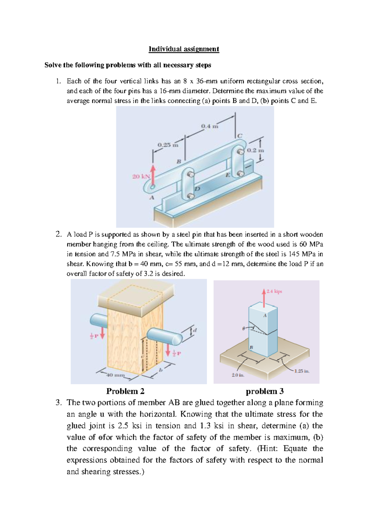 ENGR 101: Assignment 1 - Stress Analysis and Load Determination - Studocu