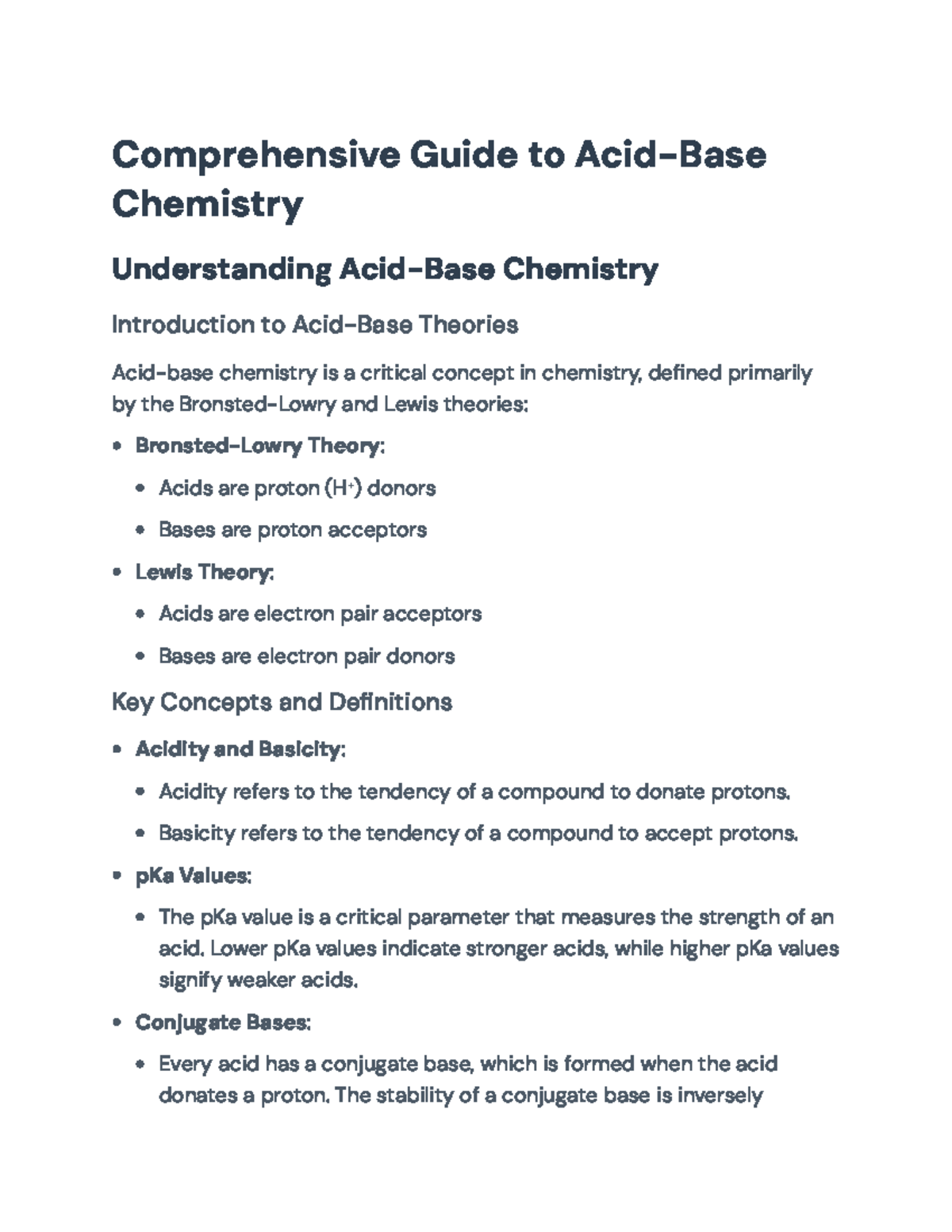 Acid-Base Chemistry: A Comprehensive Guide to Concepts and Applications ...