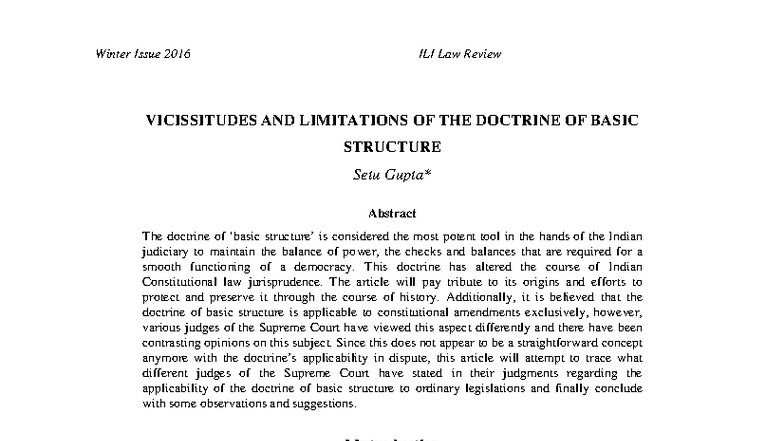 Winter Issue 2016 ILI Law Review: The Basic Structure Doctrine's ...