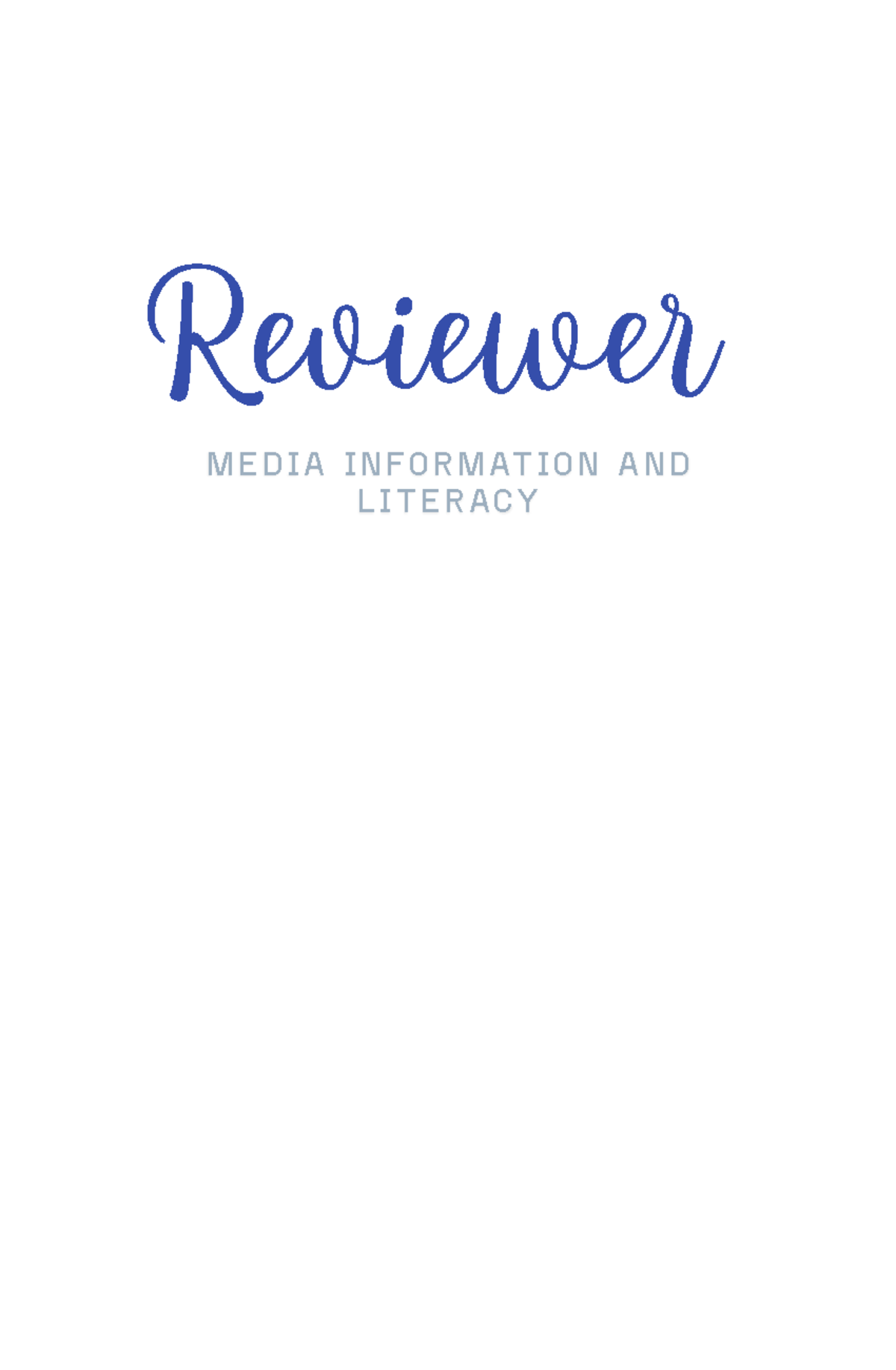 Media Information Literacy Reviewer (2026) - Studocu