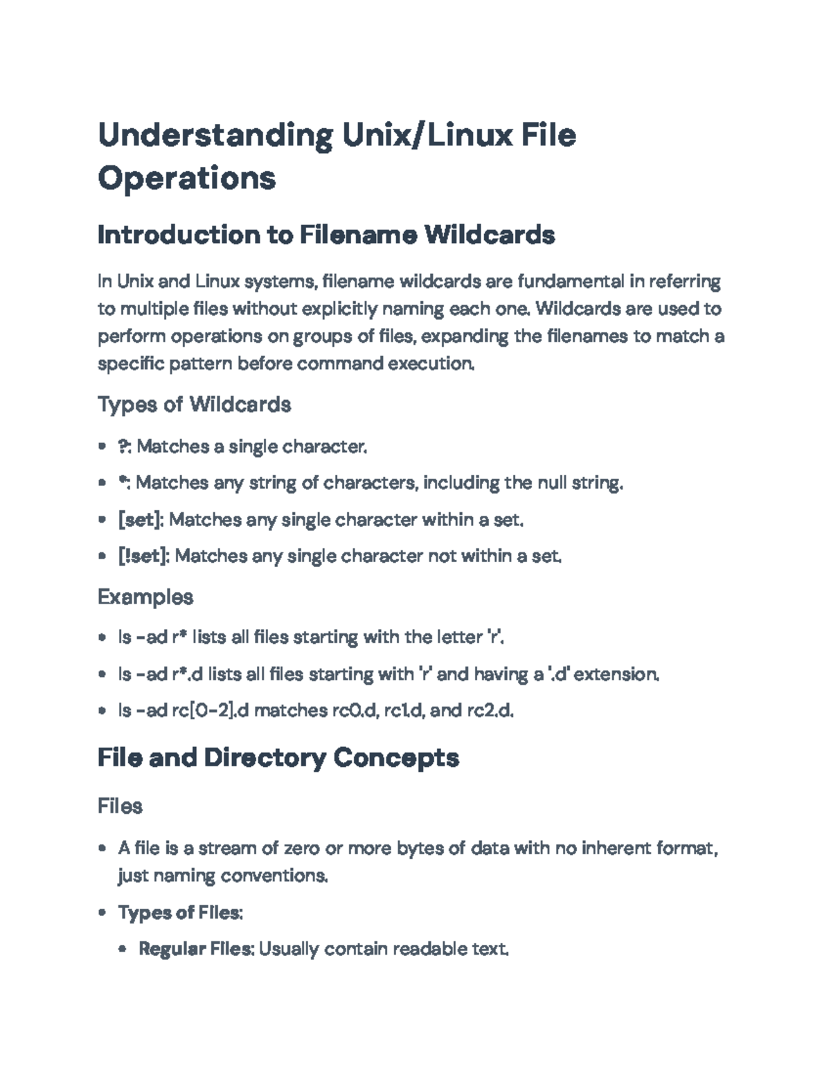 Unix/Linux File Operations: Understanding Wildcards and Links - Understanding Unix/Linux File ...