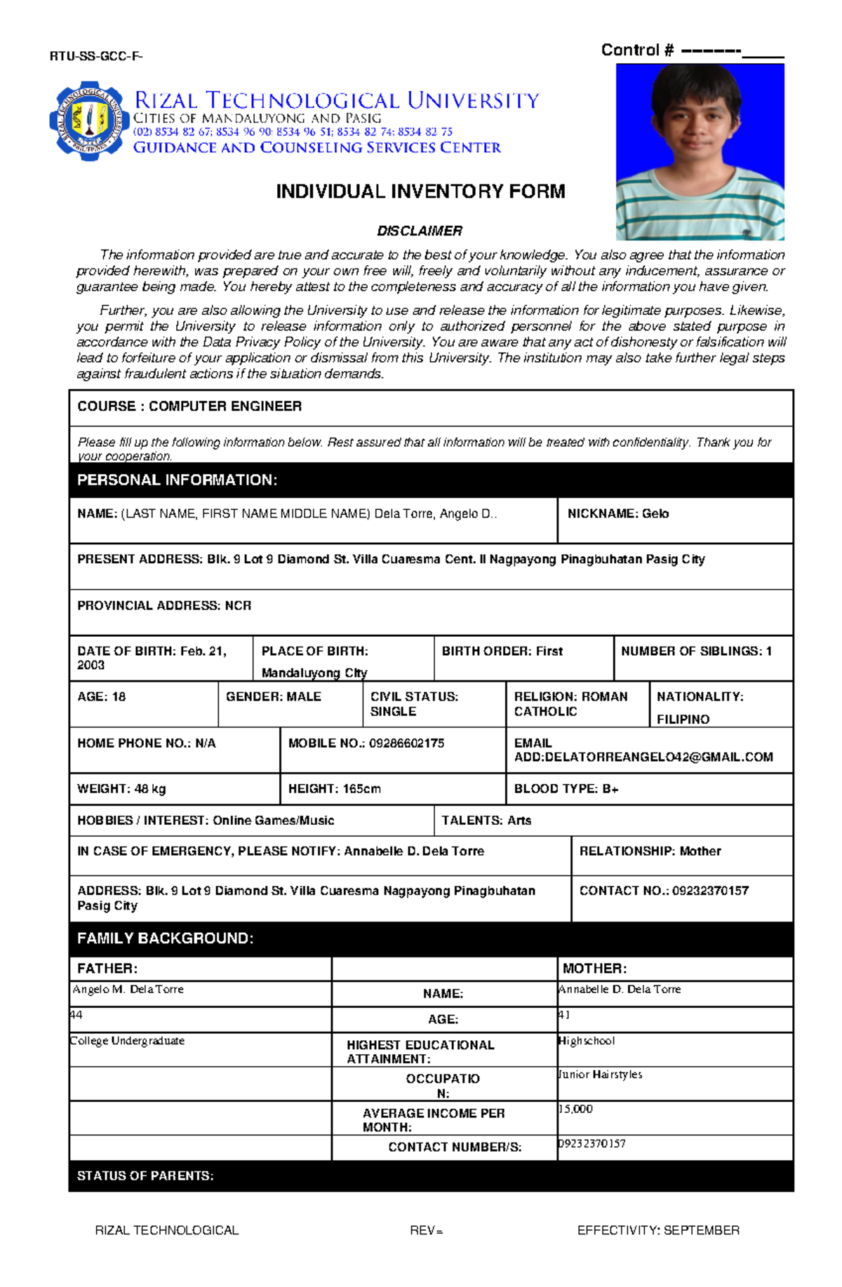 RTU-SS-GCC-F-005 - Individual Inventory Form for Computer Engineers ...