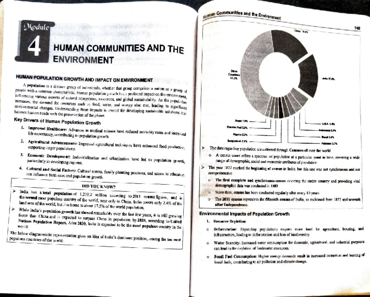 Human Communities and the Environment: Impact of Population Growth on ...