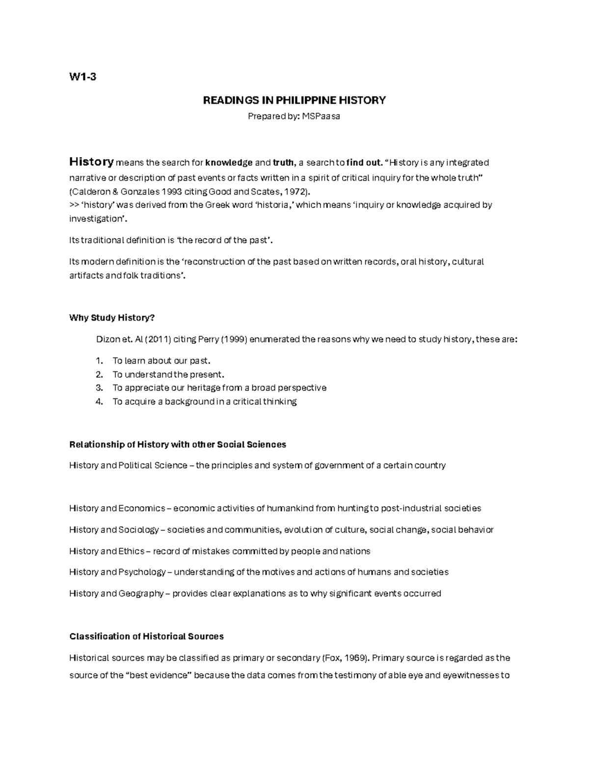 RPH 101: Readings in Philippine History - Key Concepts and Sources ...