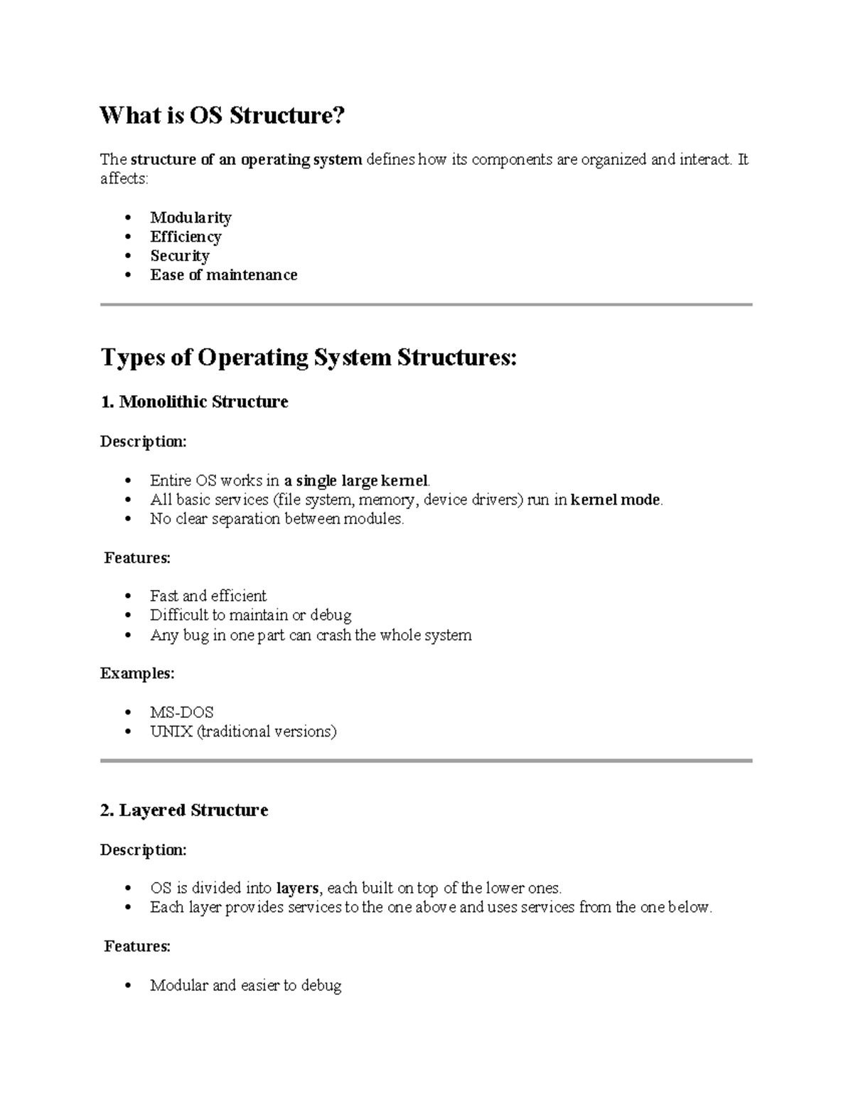 OS Structure Overview - NOTES - Studocu