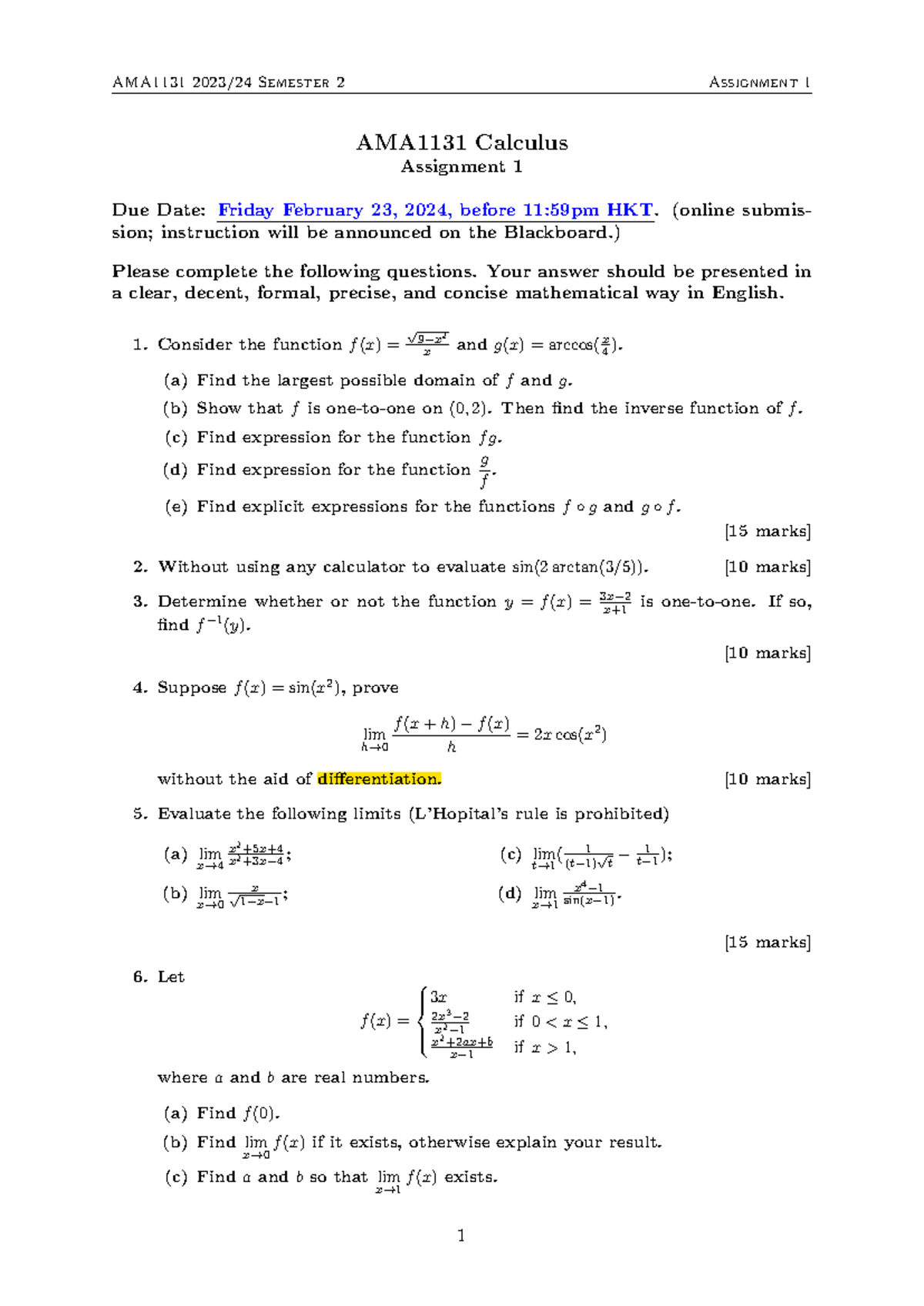 Assignment 1 - Summary for AMA1131: Basic Math I - Calculus & Prob/Stats - Studocu